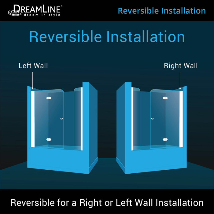 Dreamline Aqua Fold 56 60 W X 58 H Frameless Tub Door With